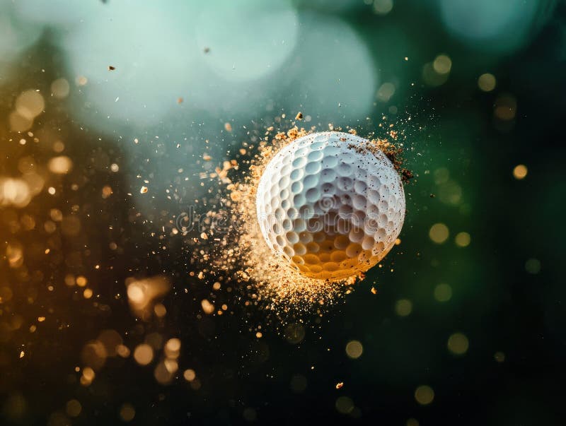 Golf Ball in Motion with Dust Clouds and Dynamic Background Stock ...