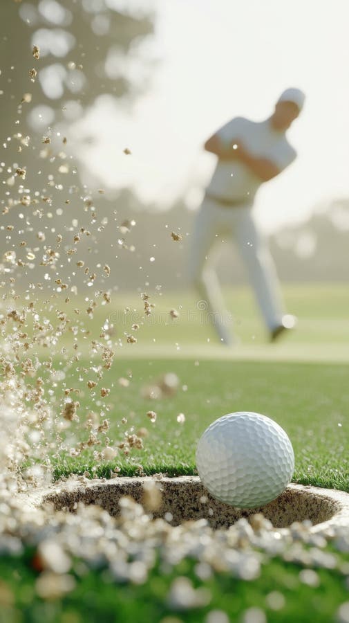Golf Ball in Motion on Lush Green Course during Sunny Day, Action ...