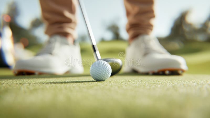 Golf Ball in Motion on Lush Green Course during Sunny Day, Action ...