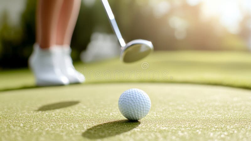 Golf Ball in Motion on Lush Green Course during Sunny Day, Action ...