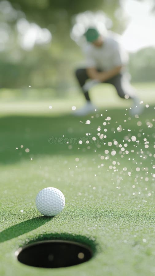 Golf Ball in Motion on Lush Green Course during Sunny Day, Action ...
