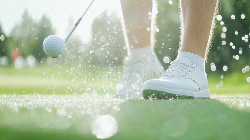 Golf Ball in Motion on Lush Green Course during Sunny Day, Action ...