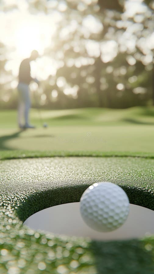 Golf Ball in Motion on Lush Green Course during Sunny Day, Action ...
