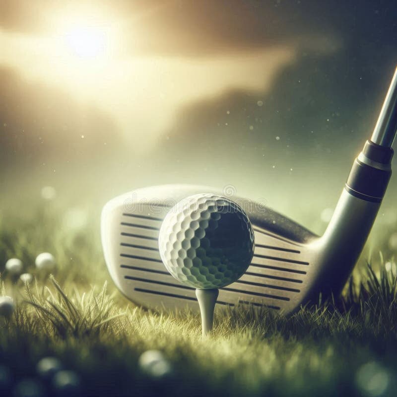 Golf Ball and Club Poised in the Grass, Ready for a Swing Stock ...