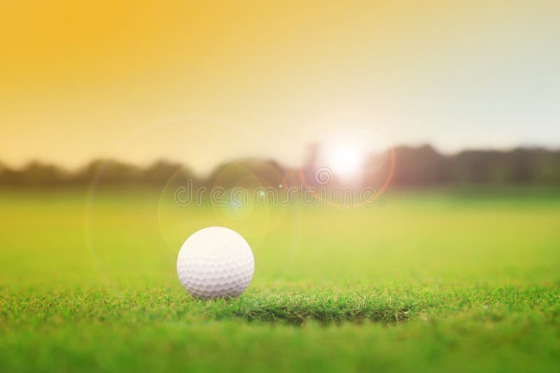 Golf Ball Near Hole in Park on Day. Space for Design Stock Image ...