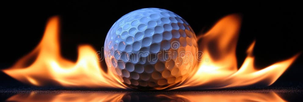 Golf Ball Partially Melted in Flames in Dramatic Manner. Burning Golf ...