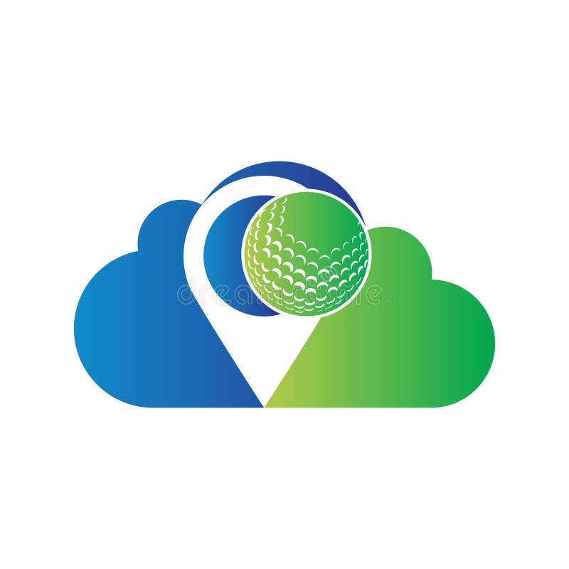 Golf Ball and Pin Location Inside a Shape of Cloud Vector Illustration ...
