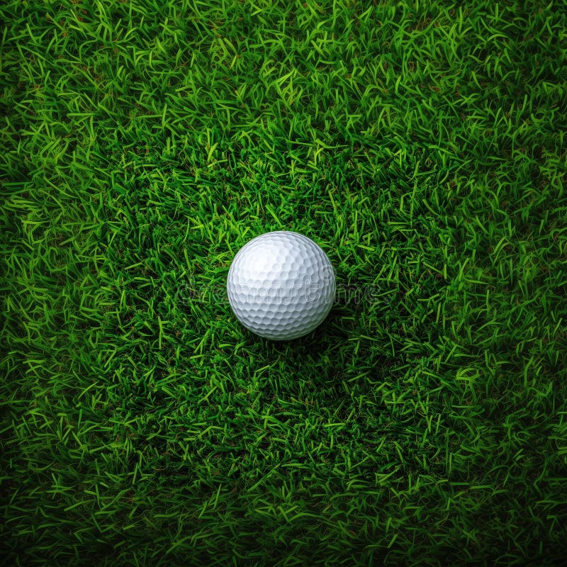 Golf Ball Resting on Bright Nylon Turf in a Realistic Setting Viewed ...