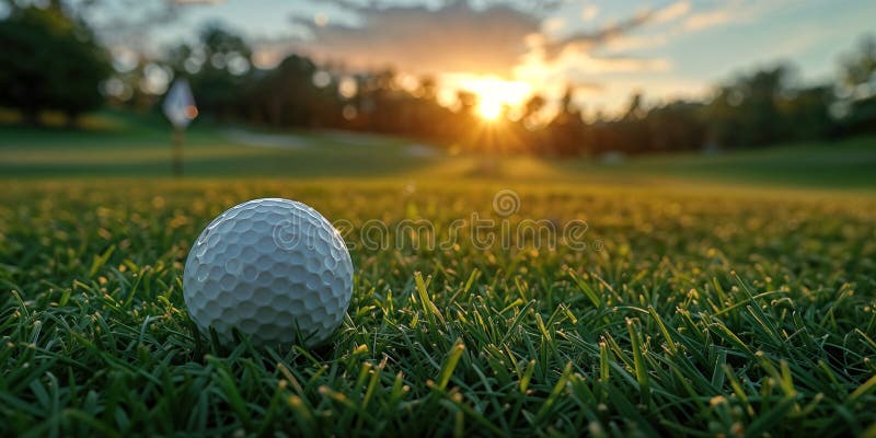 A Golf Ball is Resting on the Grass on the Green of a Golf Course. the ...