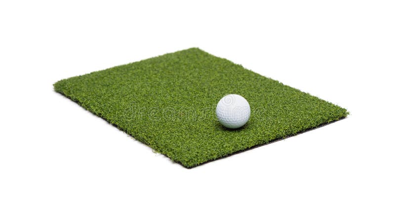 Golf Ball Resting on Section of Artificial Turf Grass on White ...