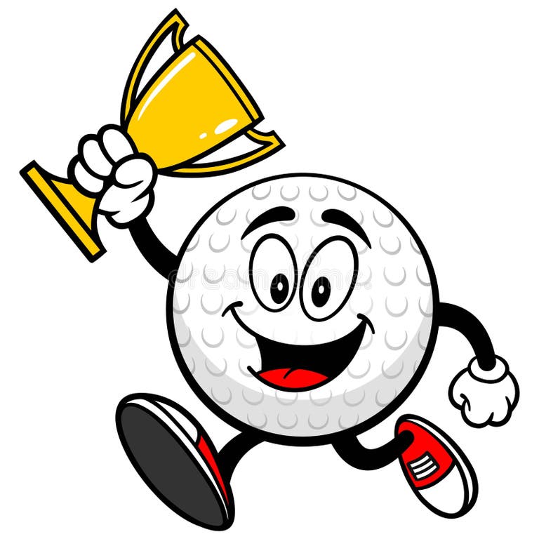 Golf Ball Running with Trophy Stock Vector - Illustration of golf, ball ...