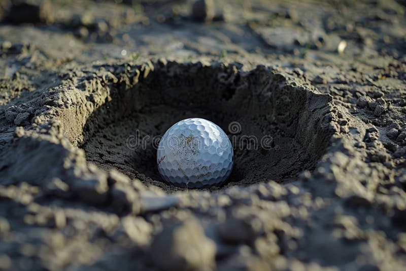 Golf ball in sand trap stock illustration. Illustration of leisure ...