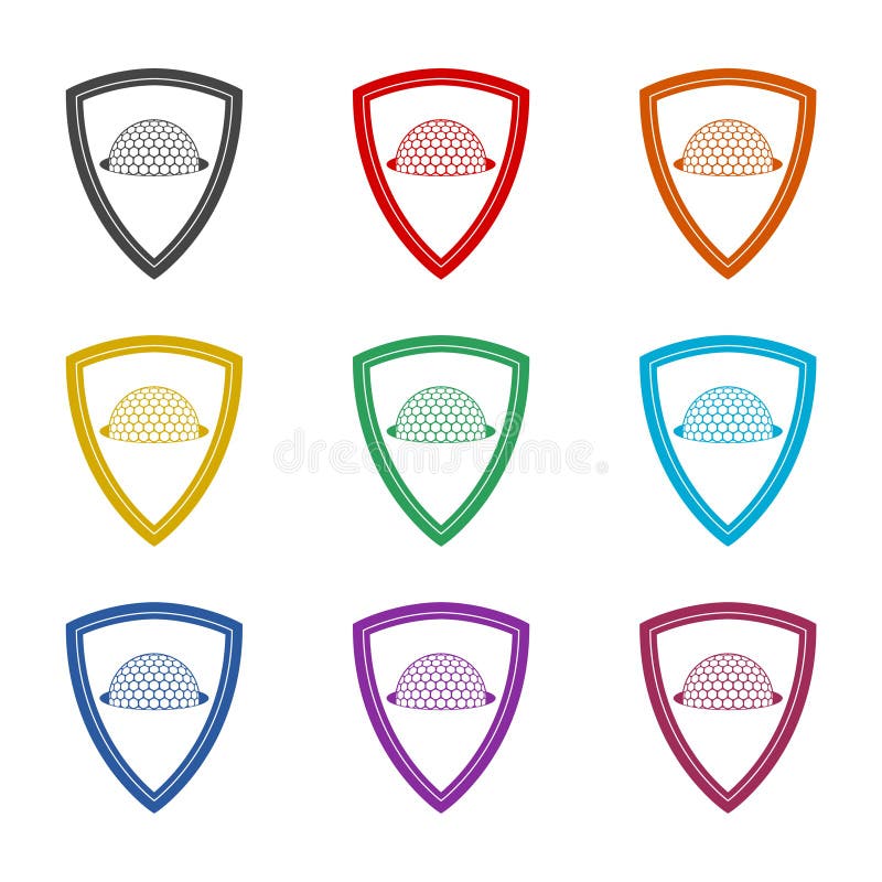 Golf Ball with Shield Icon Color Set Stock Vector - Illustration of ...