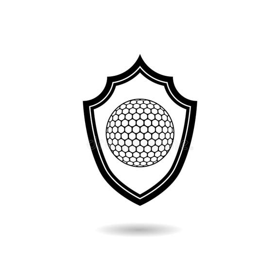 Golf Ball with Shield Icon with Shadow Stock Vector - Illustration of ...
