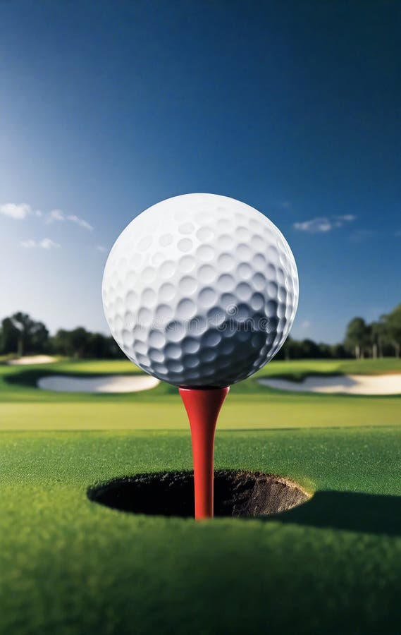 Golf Ball Sitting on Red Tee in Hole on Golf Course Stock Illustration ...