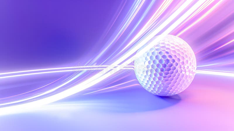 Golf Ball on Smooth Surface, Surrounded by Flowing Neon Light Trails ...