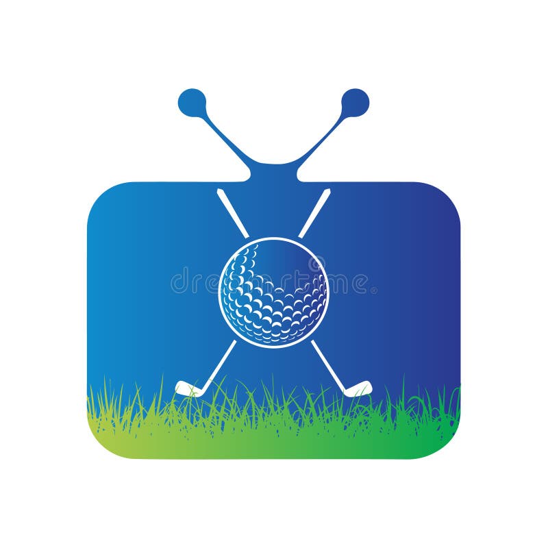 Golf Ball and Sticks Inside a Shape of Tv Vector Illustration Stock ...