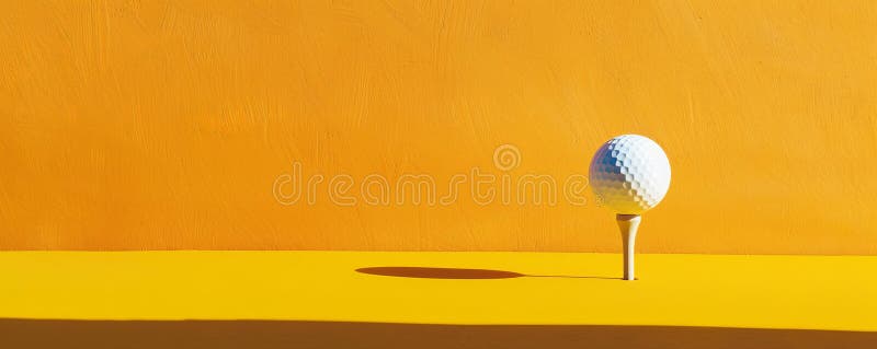 Golf Ball on Tee Against Yellow Background Stock Photo - Image of ...