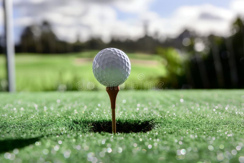 Golf Ball on a Tee on an Artificial Turf Driving Range Stock Photo ...