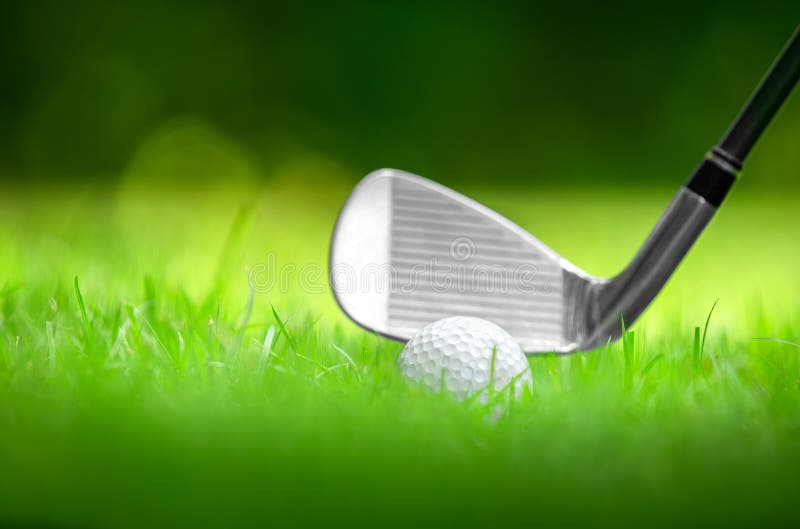 Golf Ball on Tee in Beautiful Grass in Golf Course for Shot To Hole in ...