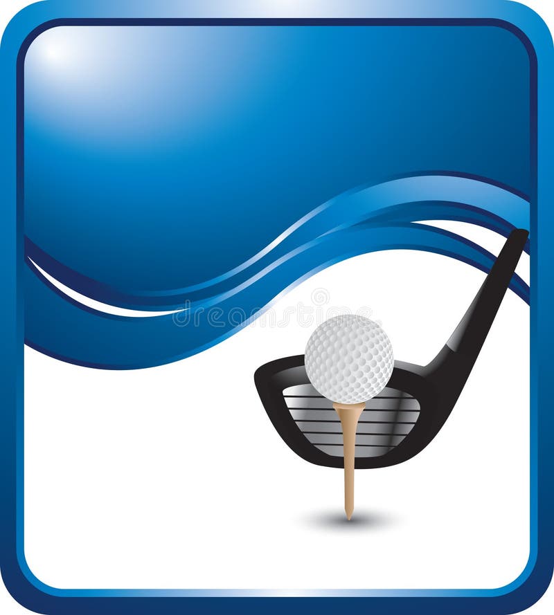 Golf Ball on Tee with Club on Blue Background Stock Vector ...
