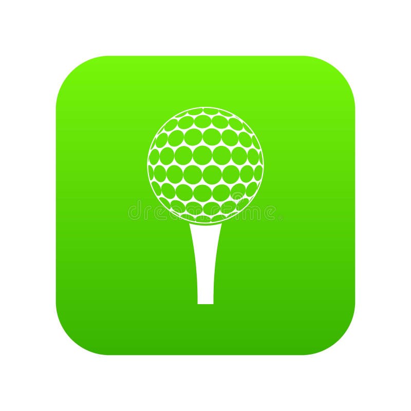 Golf Ball on a Tee Icon Digital Green Stock Illustration - Illustration ...