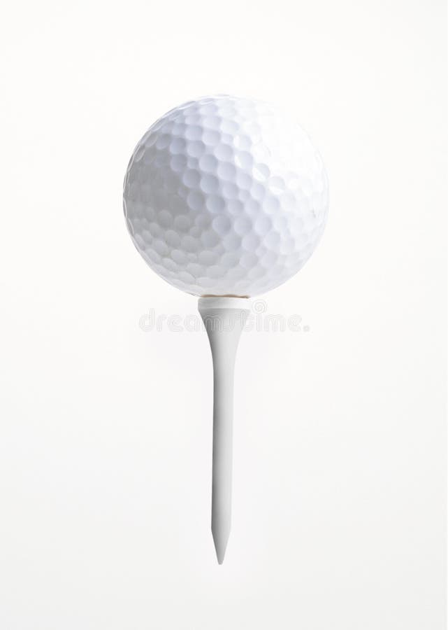 Golf Ball on Tee Isolated on White Background Stock Photo - Image of ...