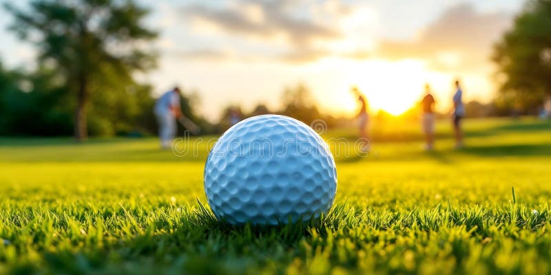Golf Ball on Tee Placed on Green Lawn, Blurred Background of Teeing ...