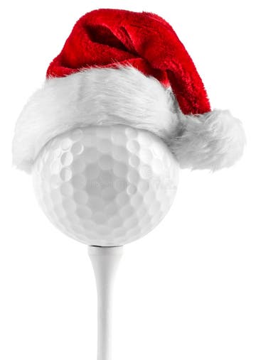 Golf ball on tee santa hat stock image. Image of headgear - 35848143