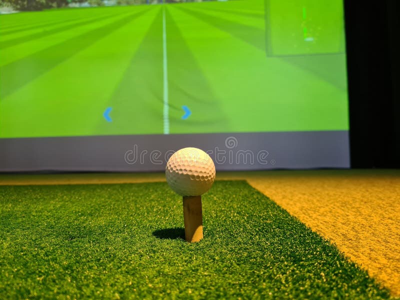 Golf Ball on Tee at Simulator Stock Image - Image of simulation, field ...