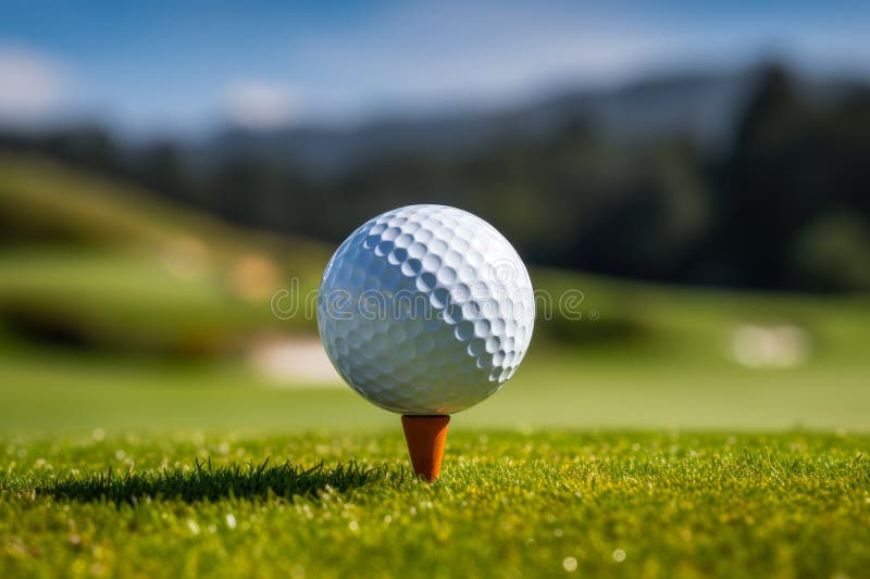 Golf Ball on Tee on Sunny Course. Stock Image - Image of sunny ...