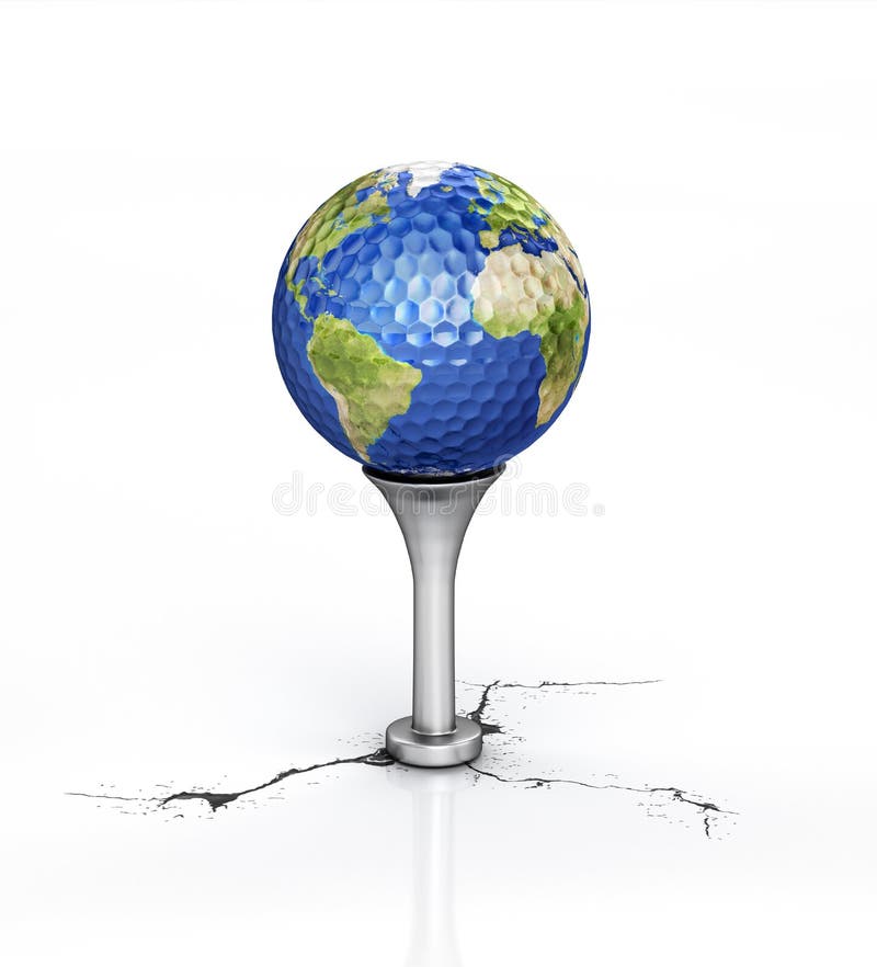 Golf Ball with the Texture of Earth on Tee. Stock Illustration ...