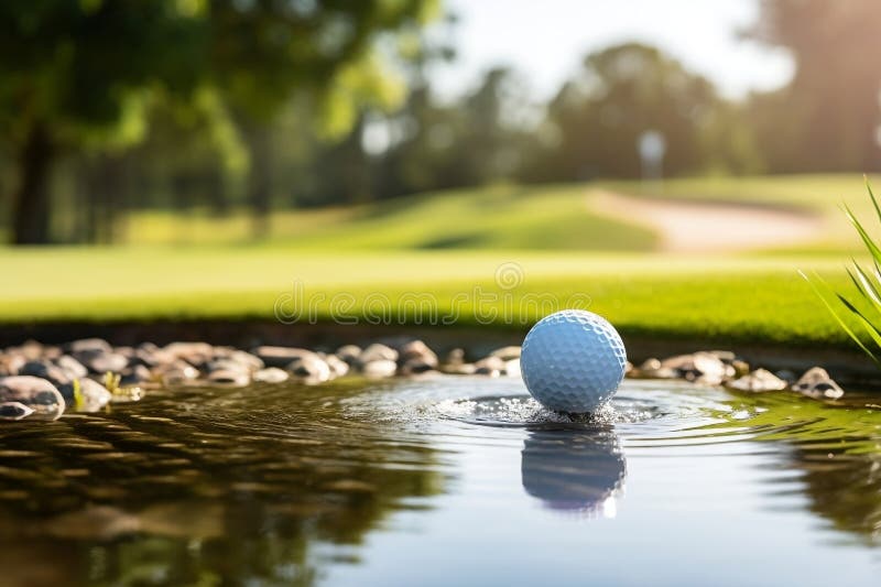 Golf Ball on Water Featured Course. Generative AI Stock Illustration ...
