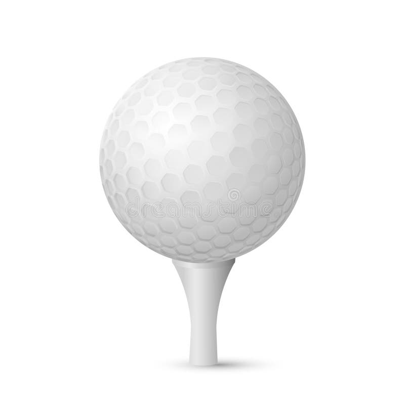 Golf Ball on White Tee Realistic Vector Illustration Isolated Stock ...