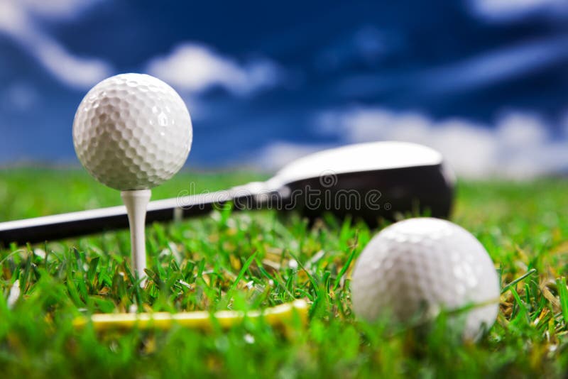 Golf bat and balls stock image. Image of hole, clouds - 27556651