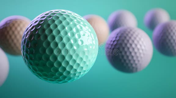 Golf Balls Floating on a Teal Background Representing the Sport of Golf ...