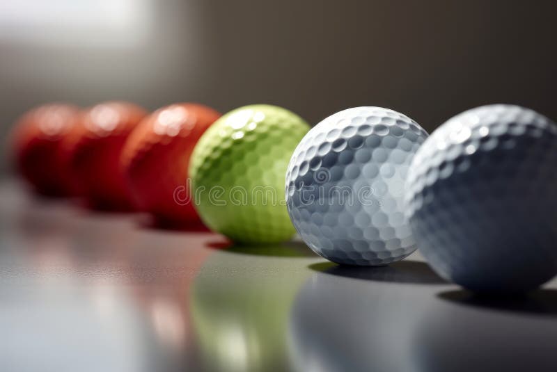 Golf Balls Row on Glass Table. Generate Ai Stock Illustration ...