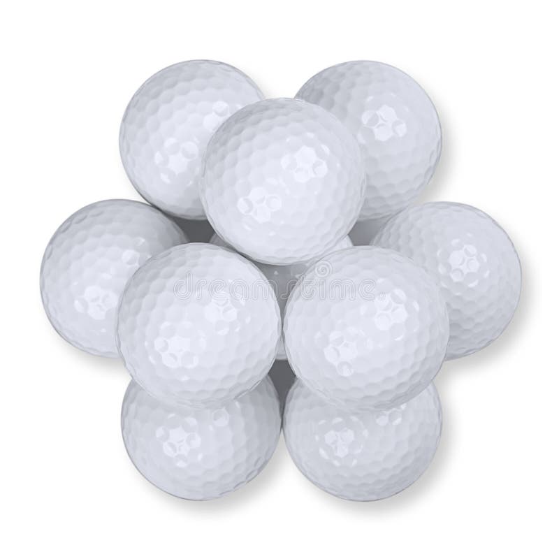 Golf Balls Stacked in Pyramid Shape, from Above, on White Background ...