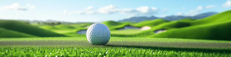 Golf Banner. Golf Ball on the Tee in a Beautiful Green Landscape Stock ...