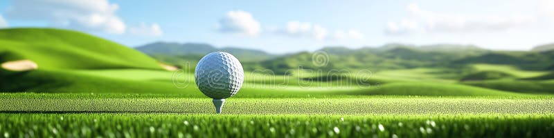 Golf Banner. Golf Ball on the Tee in a Beautiful Green Landscape Stock ...