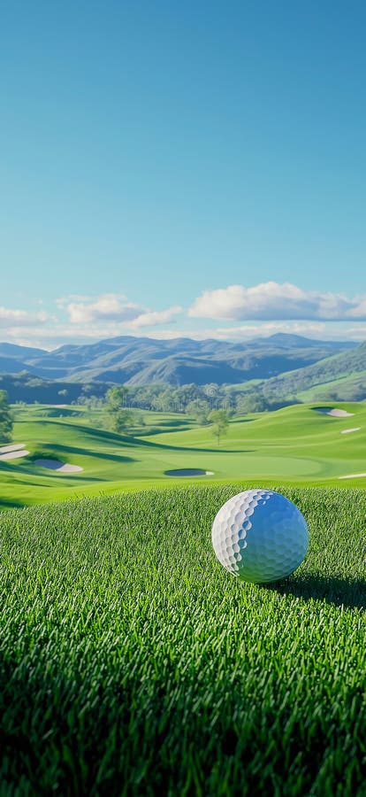 Golf Banner. Golf Ball on the Tee in a Beautiful Green Landscape Stock ...
