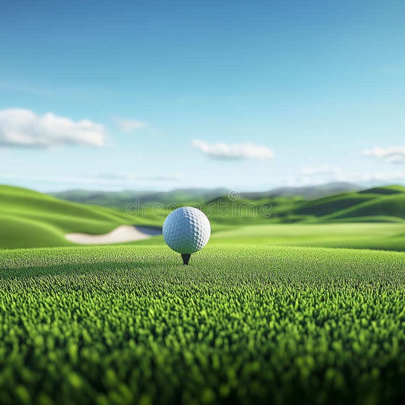 Golf Banner. Golf Ball on the Tee in a Beautiful Green Landscape Stock ...