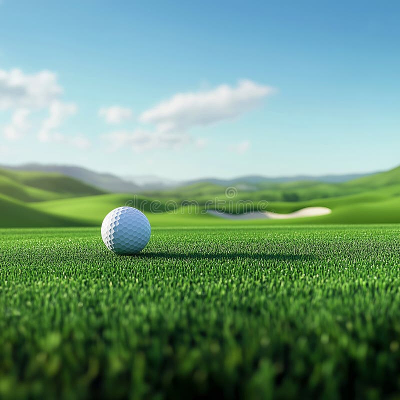 Golf Banner. Golf Ball on the Tee in a Beautiful Green Landscape Stock ...