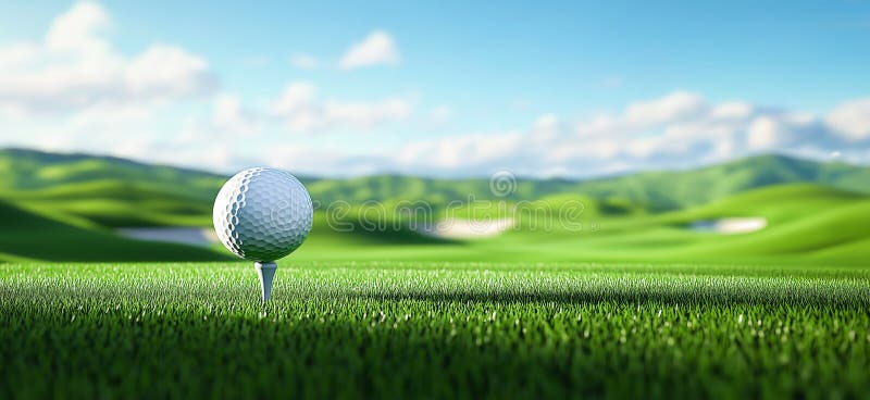 Golf Banner. Golf Ball on the Tee in a Beautiful Green Landscape Stock ...