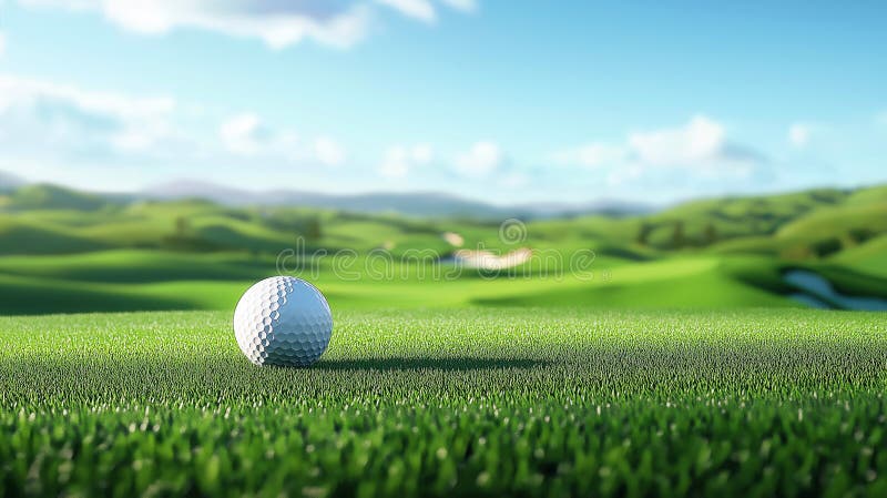 Golf Banner. Golf Ball on the Tee in a Beautiful Green Landscape Stock ...