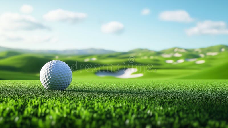 Golf Banner. Golf Ball on the Tee in a Beautiful Green Landscape Stock ...