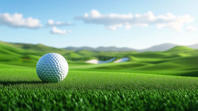 Golf Banner. Golf Ball on the Tee in a Beautiful Green Landscape Stock ...