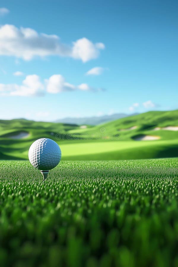 Golf Banner. Golf Ball on the Tee in a Beautiful Green Landscape Stock ...