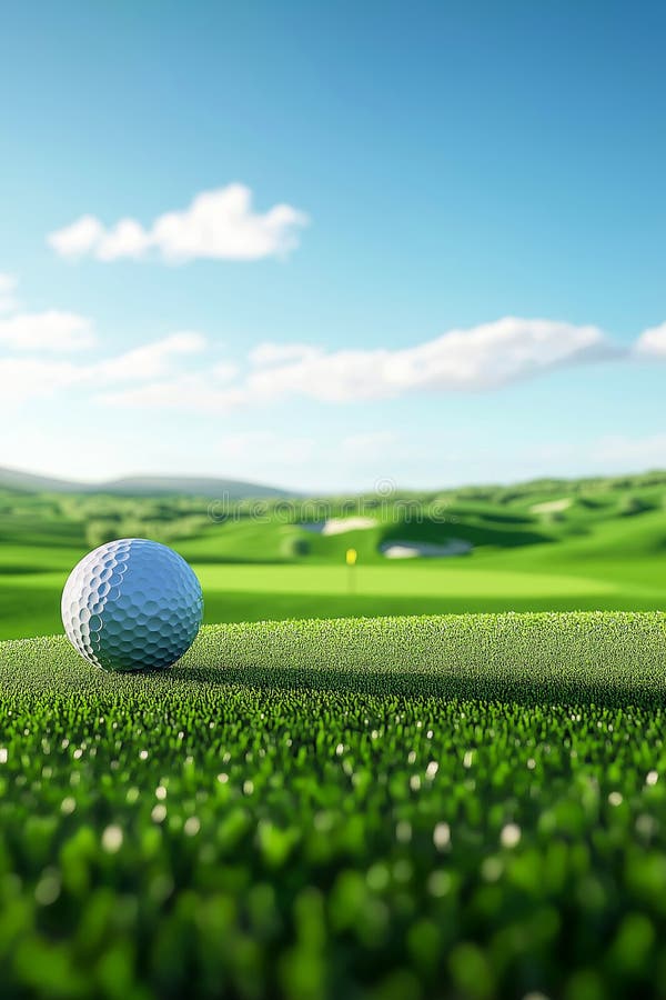 Golf Banner. Golf Ball on the Tee in a Beautiful Green Landscape Stock ...