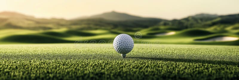 Golf Banner. Golf Ball on the Tee in a Beautiful Green Landscape Stock ...